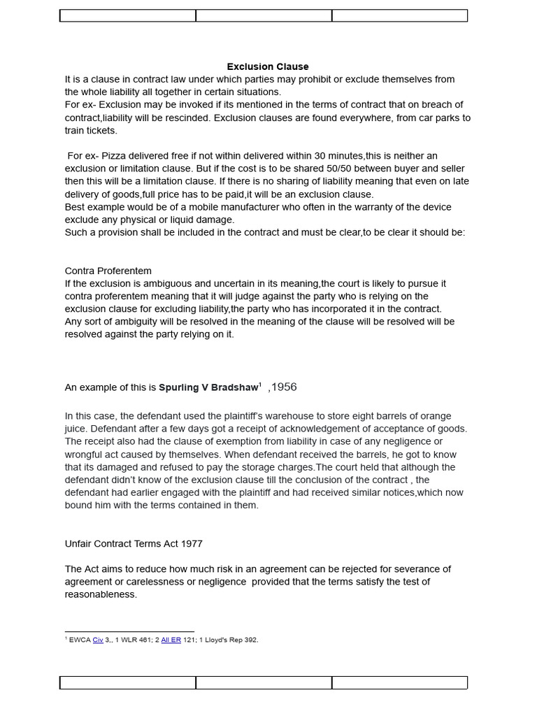 What Is An Exclusion Clause | PDF | Legal Liability | Negligence