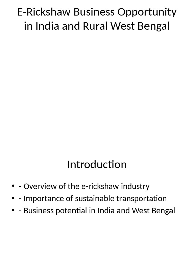 E Rickshaw Presentation | PDF