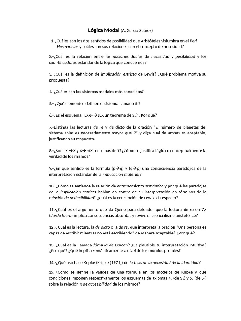 Introducción a la Lógica Modal | PDF