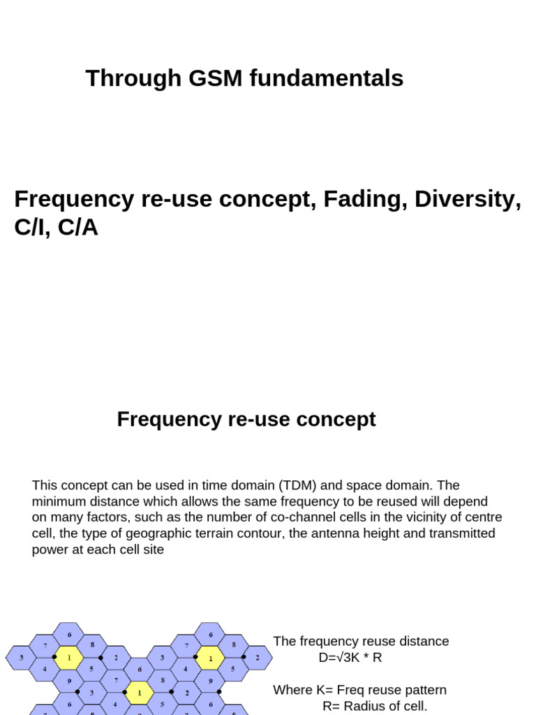 Frequency Re-Use Concept, Fading, Diversity, C-I, C-A | PDF | Antenna ...