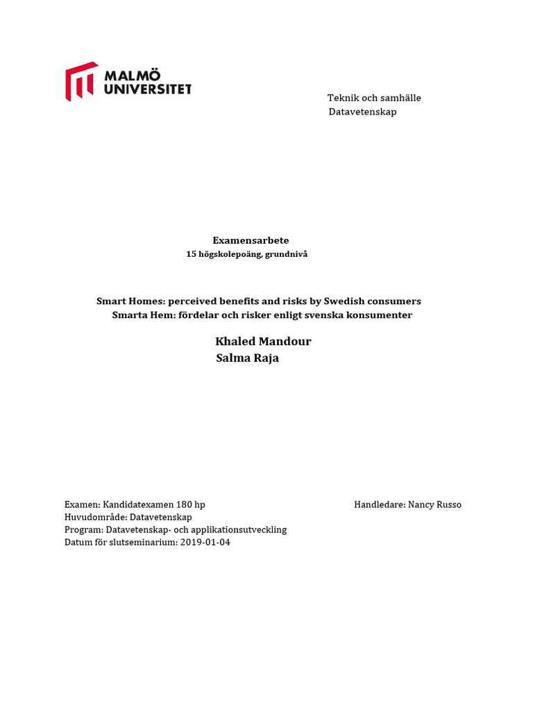 FULLTEXT01 | PDF | Survey Methodology | Home Automation