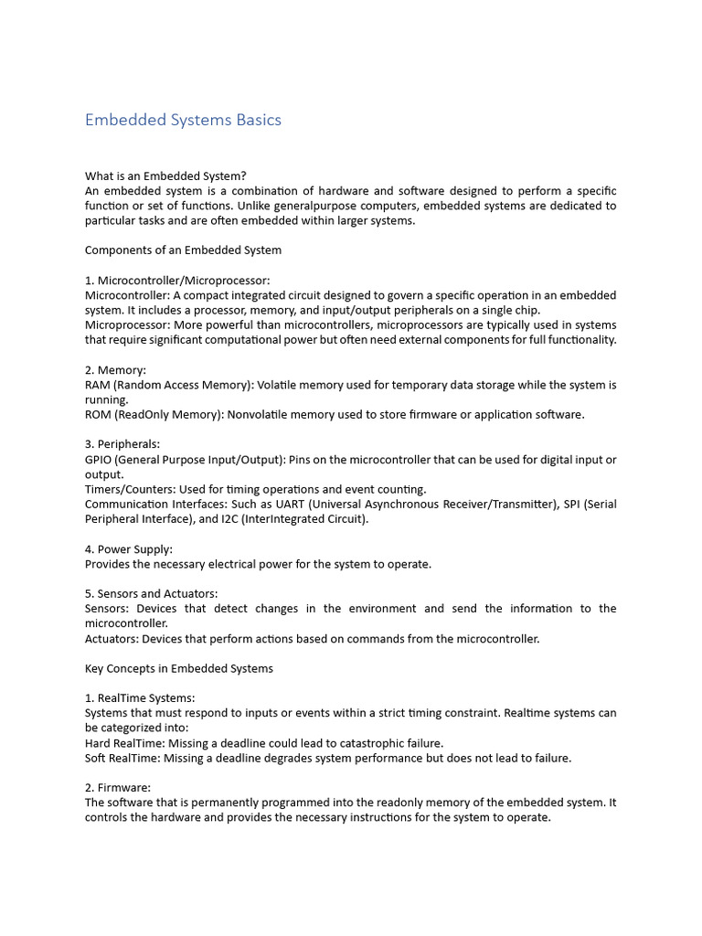 Embedded Systems Basics | PDF | Microcontroller | Embedded System