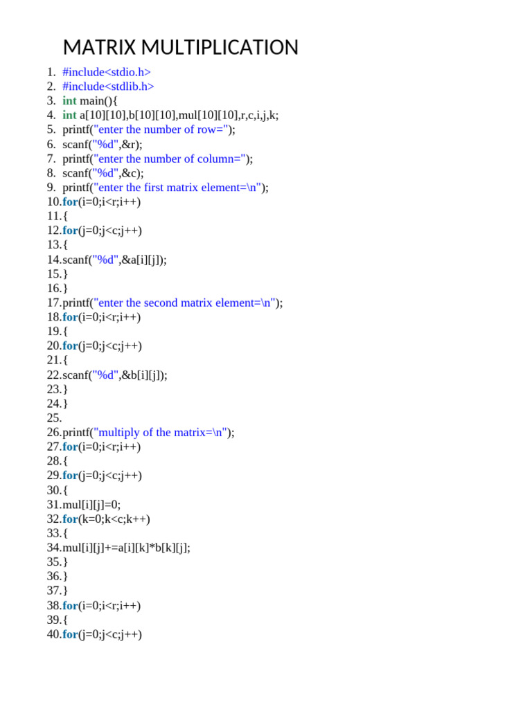 Matrix Multiplication | PDF