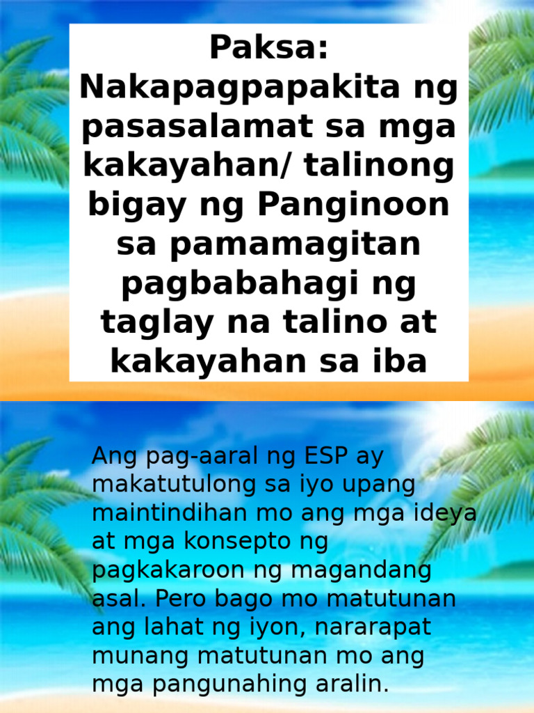 Q4 - ESP - MOD 3 - #Nakapagpapakita NG Pasasalamat Sa Mga Kakayahan | PDF