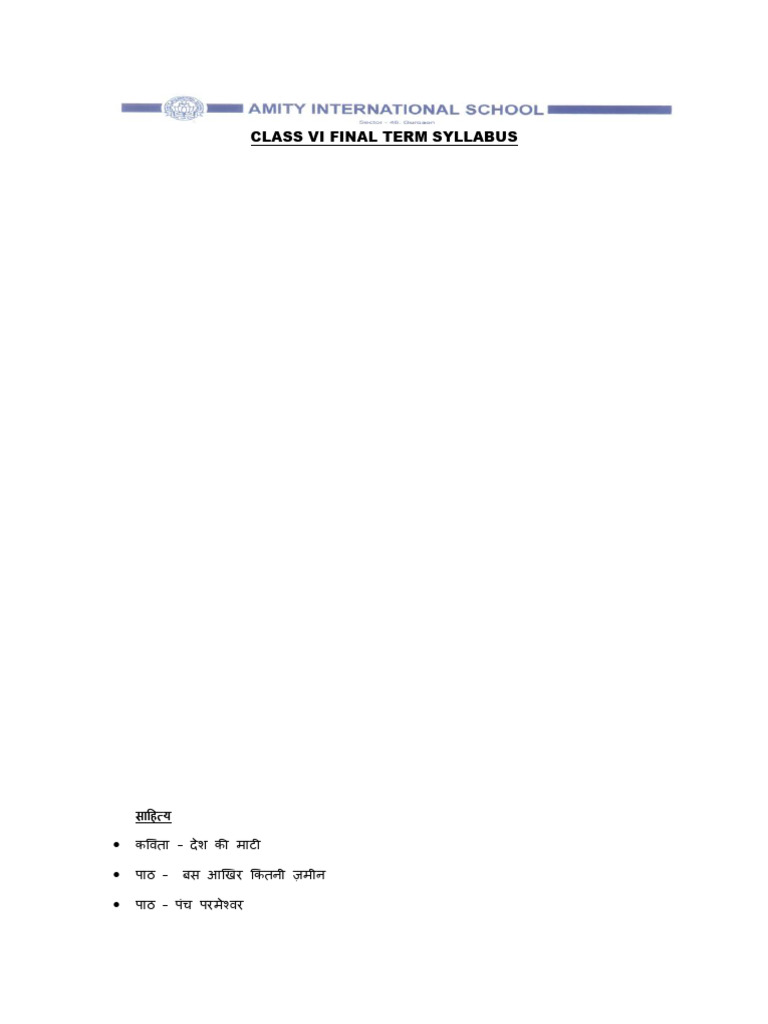 6cafe - Class VI Final Term Syllabus | PDF