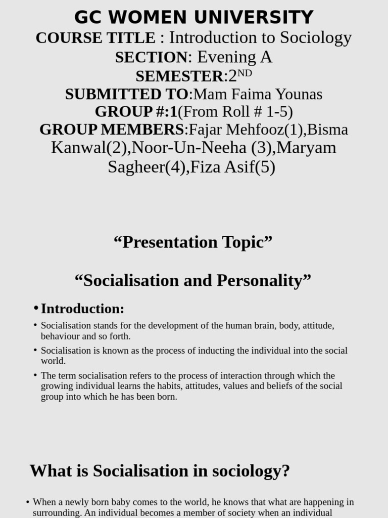 Group 1 Sociology Assignment | PDF | Socialization | Attitude (Psychology)