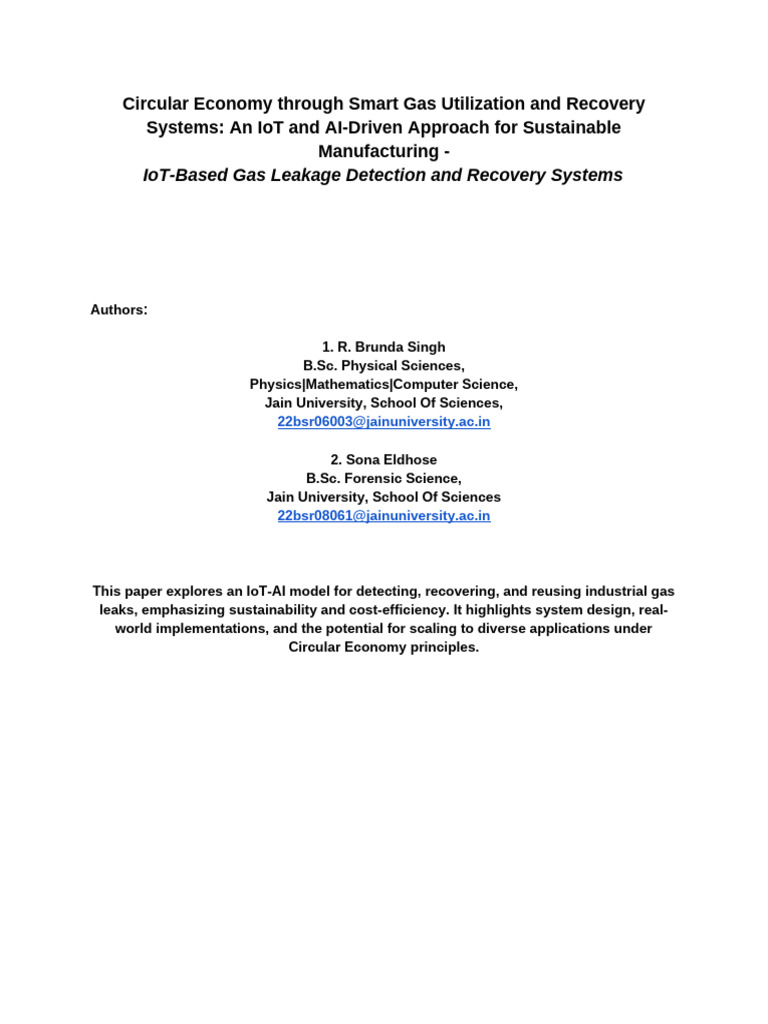Research Paper - IoT-Based Gas Leakage Detection and Recovery Systems ...