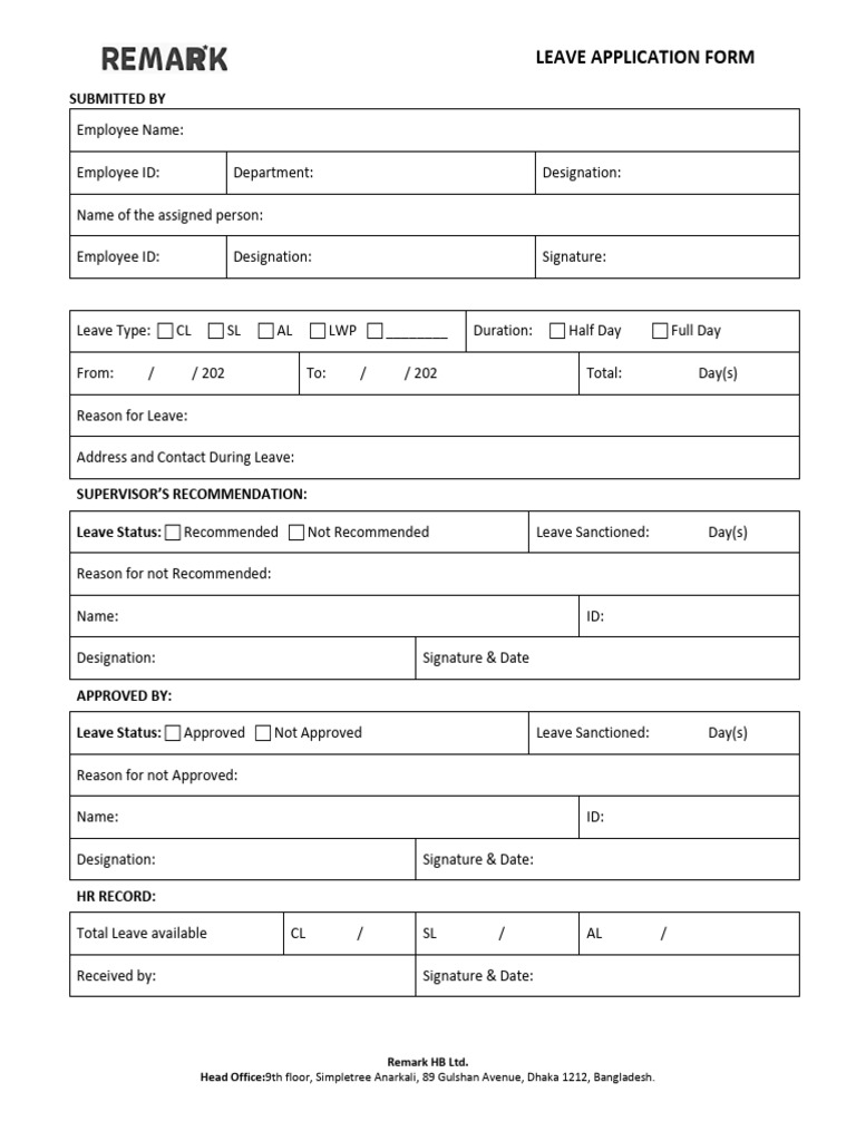 Leave Form Application | PDF