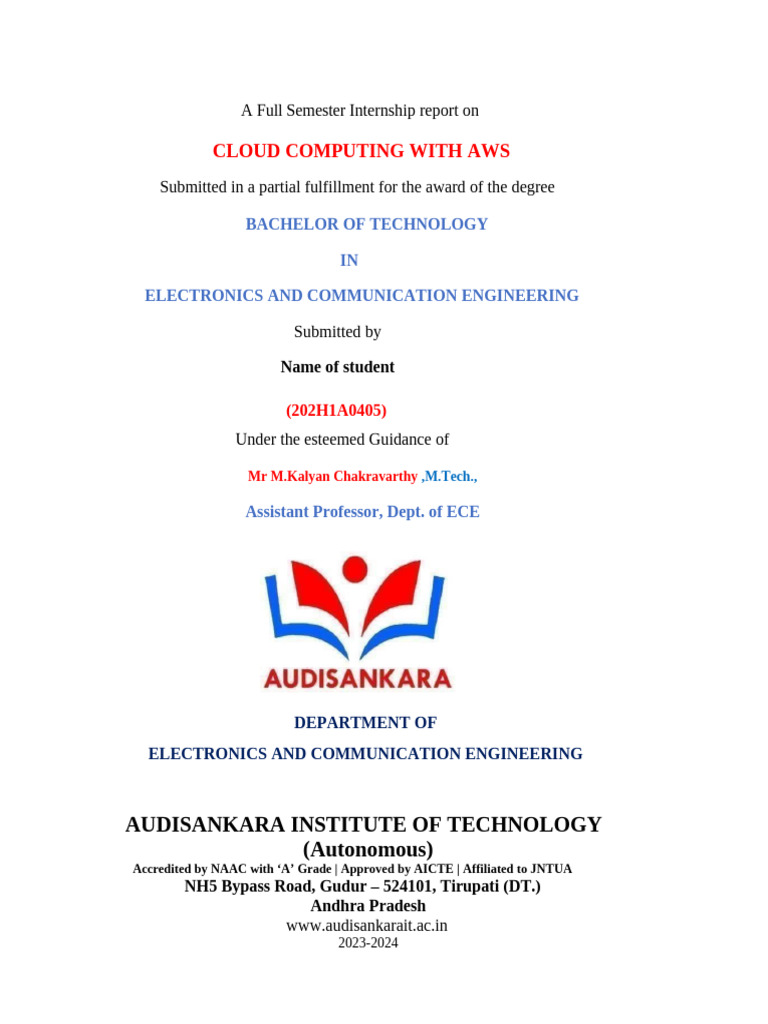 AWS Cloud Computing Internship Report | PDF