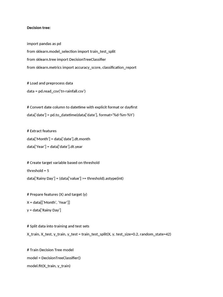Rainfall Prediction with Decision Tree | PDF