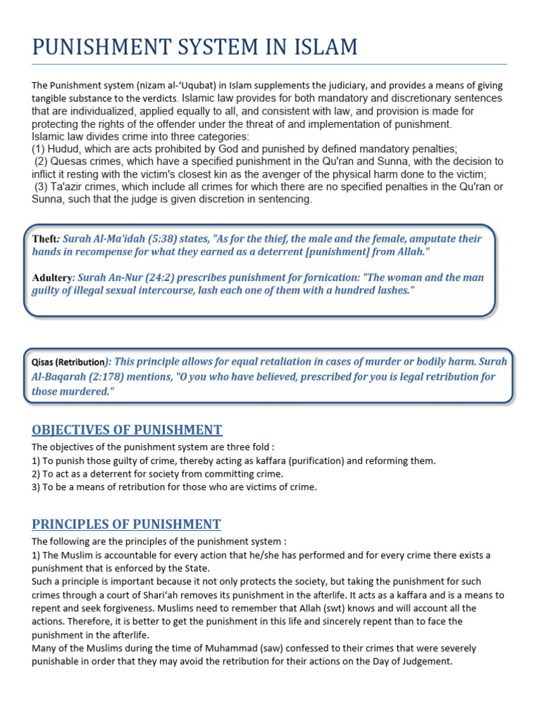 Islamic Punishment System Explained | PDF | Crimes | Crime & Violence