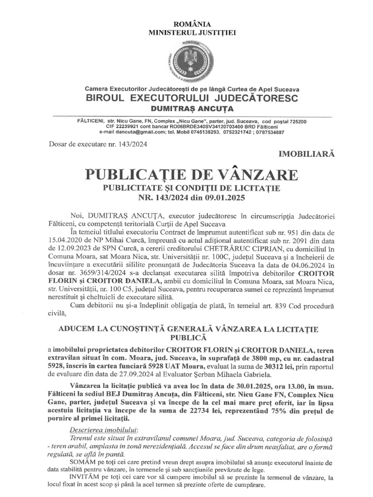 Publicatie Vanzare Croitor Teren 3800 | PDF