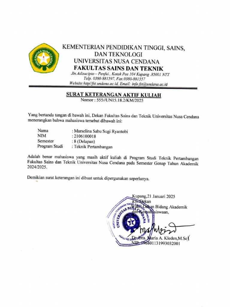 Aktif Kuliah - Marselina | PDF