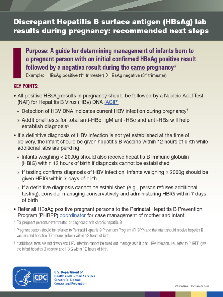 Managing Discrepant HBsAg Results in Pregnancy | PDF | Hepatitis B ...