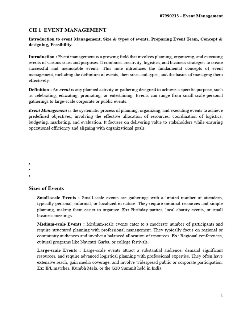Event Management: Types & Importance | PDF | Marketing | Target Audience