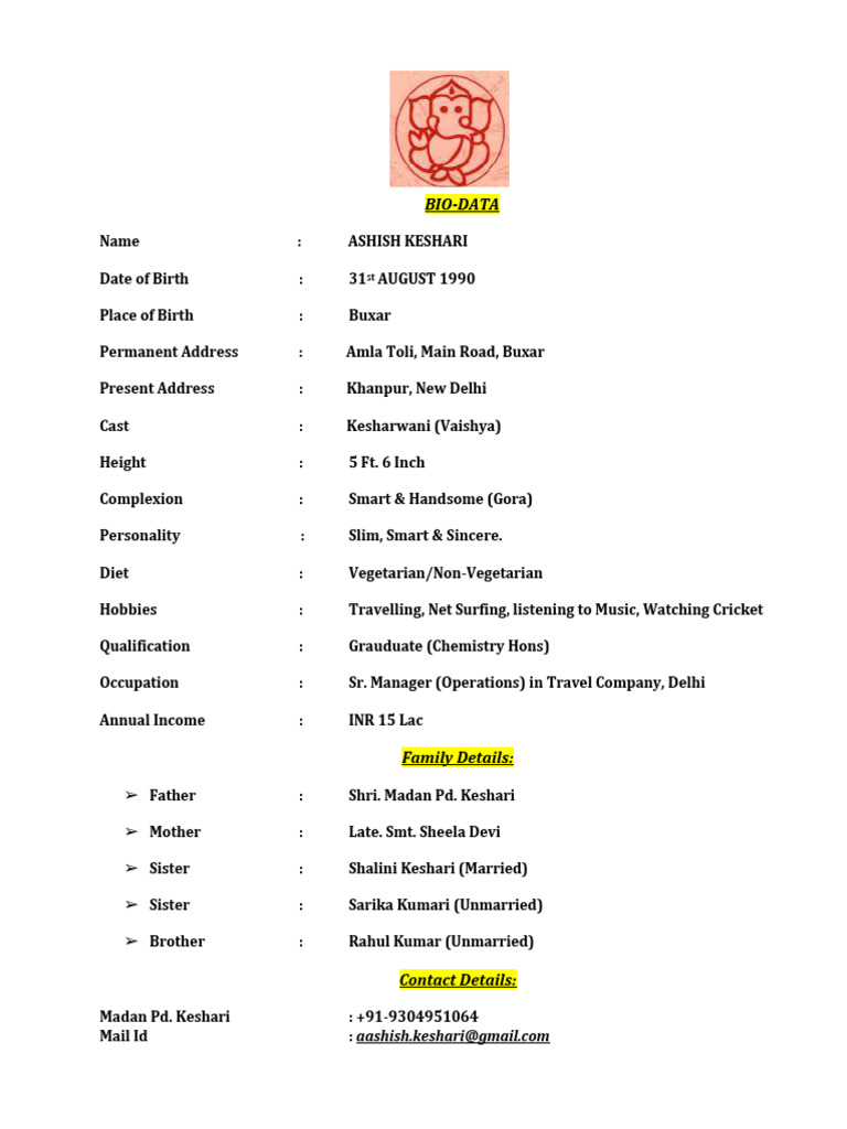 Ashish Biodata.pdf n | PDF