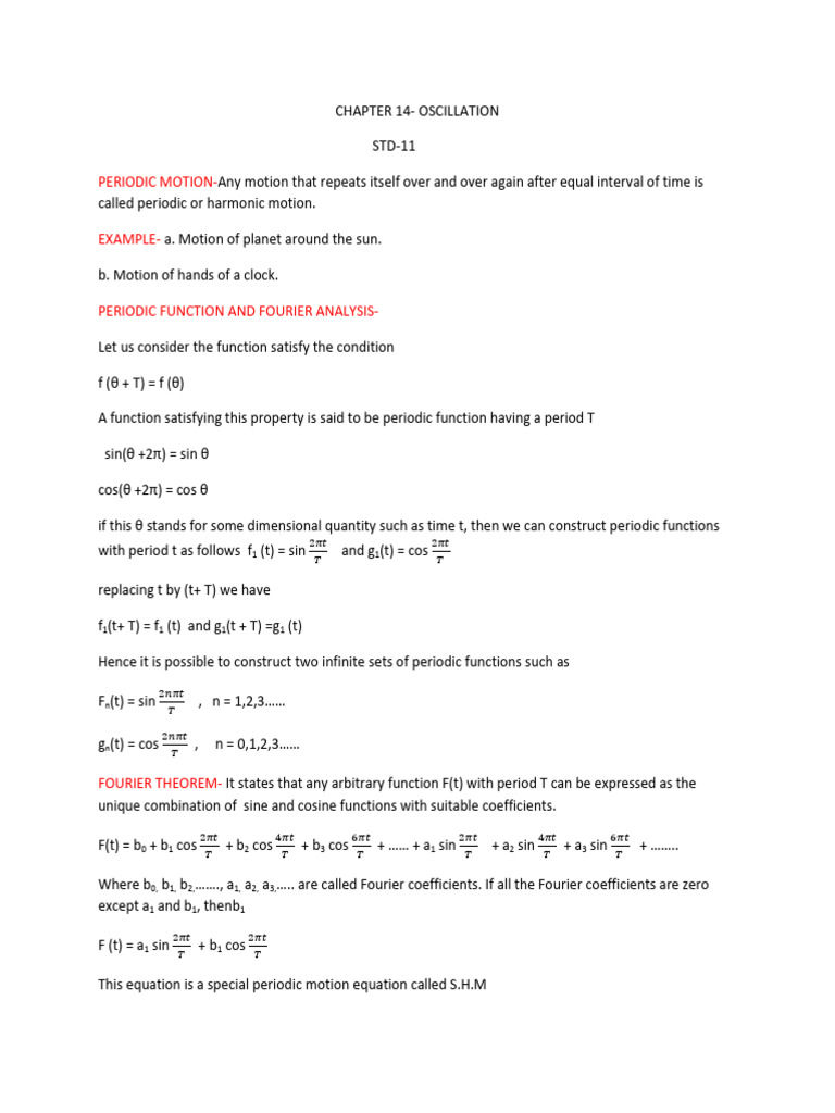 E-NOTES 1-Ch14 - OSCILLATION | PDF | Oscillation | Fourier Series