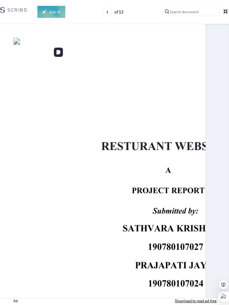 Restaurant Website Project Report | PDF | Computing | Information ...