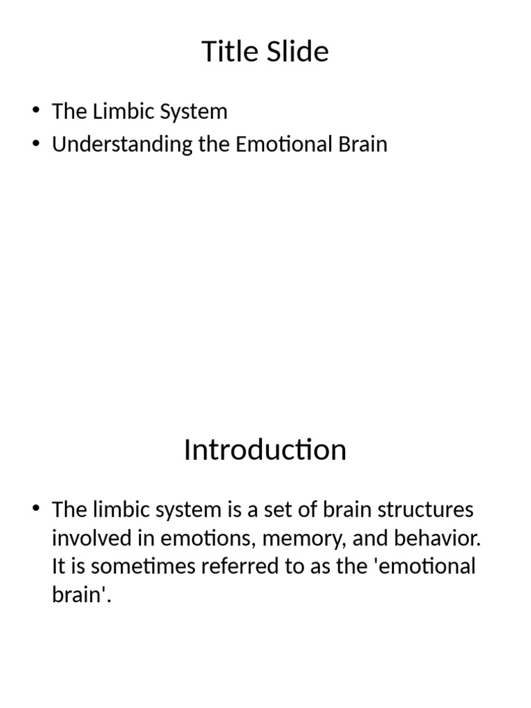 Limbic System: Emotions & Memory Explained | PDF | Limbic System | Emotions