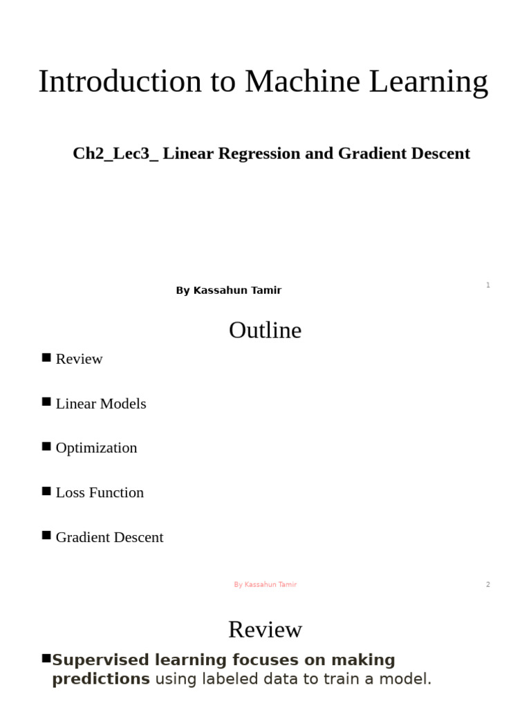 Ch2_Lec3_ Linear Regression and Gradient Descent | PDF | Regression Analysis | Linear Regression