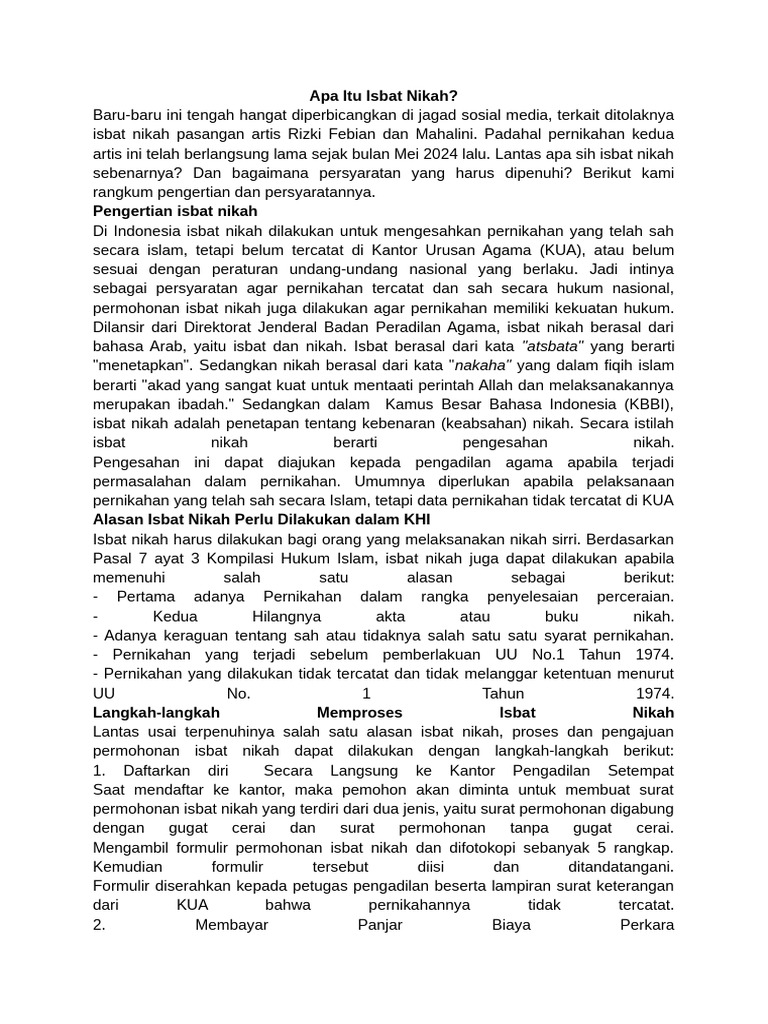Apa Itu Isbat Nikah | PDF