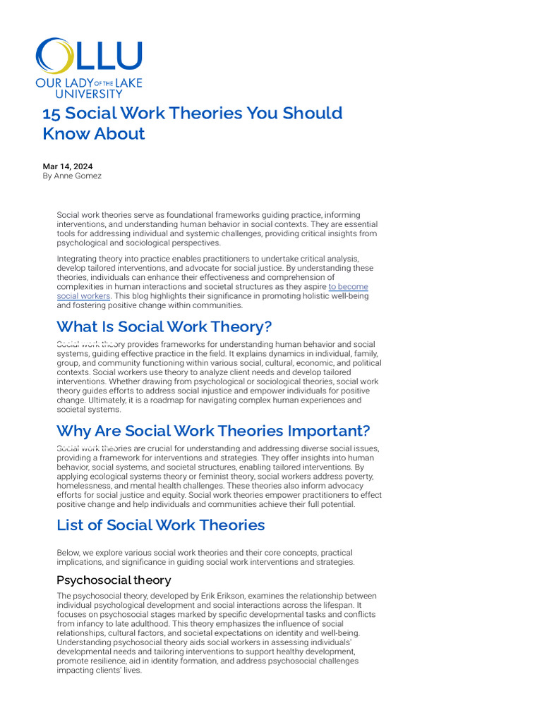 Key Social Work Theories Explained | PDF | Behaviorism | Motivational