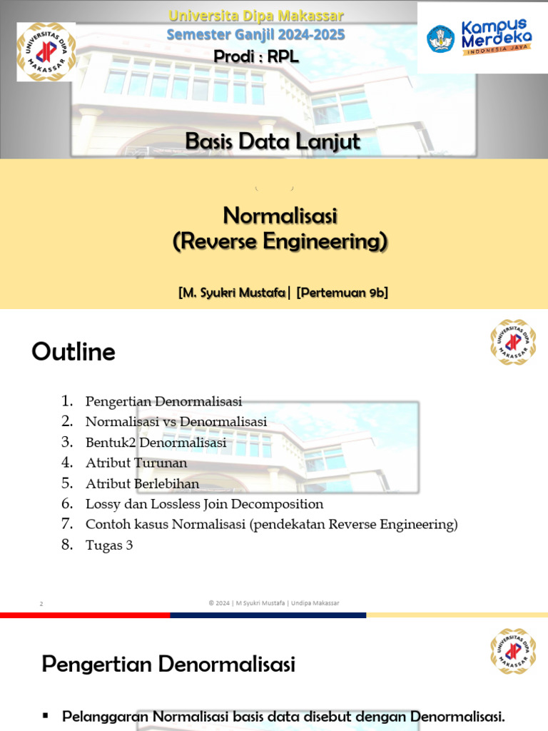 Kuliah 09-b BDL - RPL (Normalisasi-Reverse Engineering) | PDF