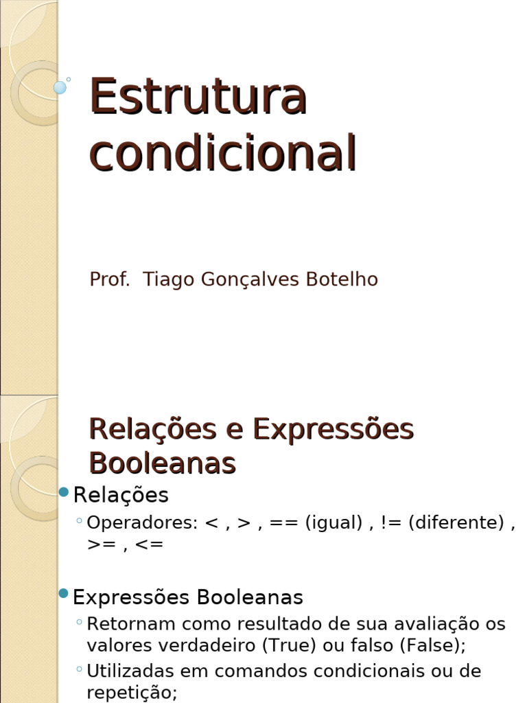 Aula03 - Estrutura Condicional - If-else | PDF | Matemática | Ciência ...