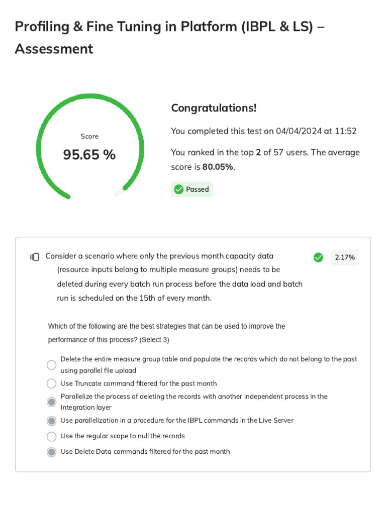 Profiling & Fine Tuning in Platform (IBPL & LS) - Assessment | PDF ...