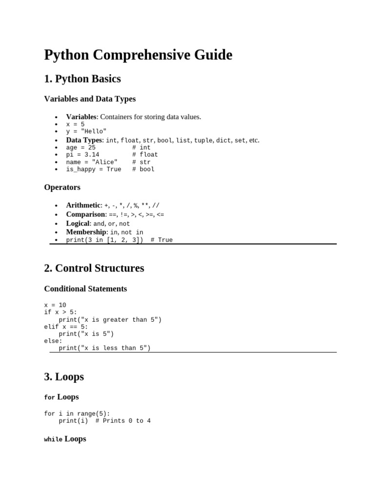 Python Comprehensive Guide | PDF Python Comprehensive Guide | PDF