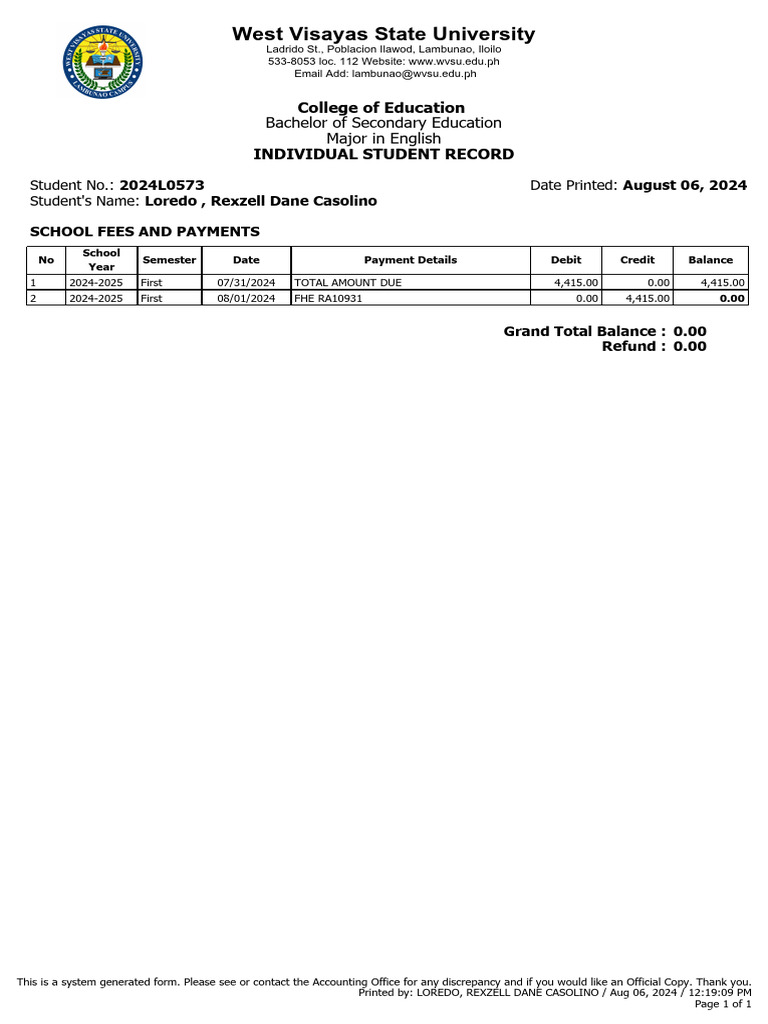 Individualstatementrecord PDF | PDF