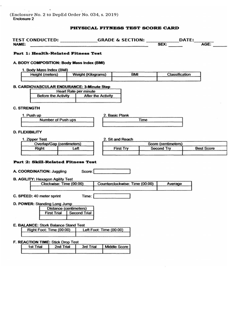 PFT Score Card | PDF