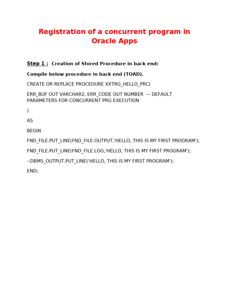 Oracle Apps Concurrent Program Setup | PDF | Button (Computing) | System Software