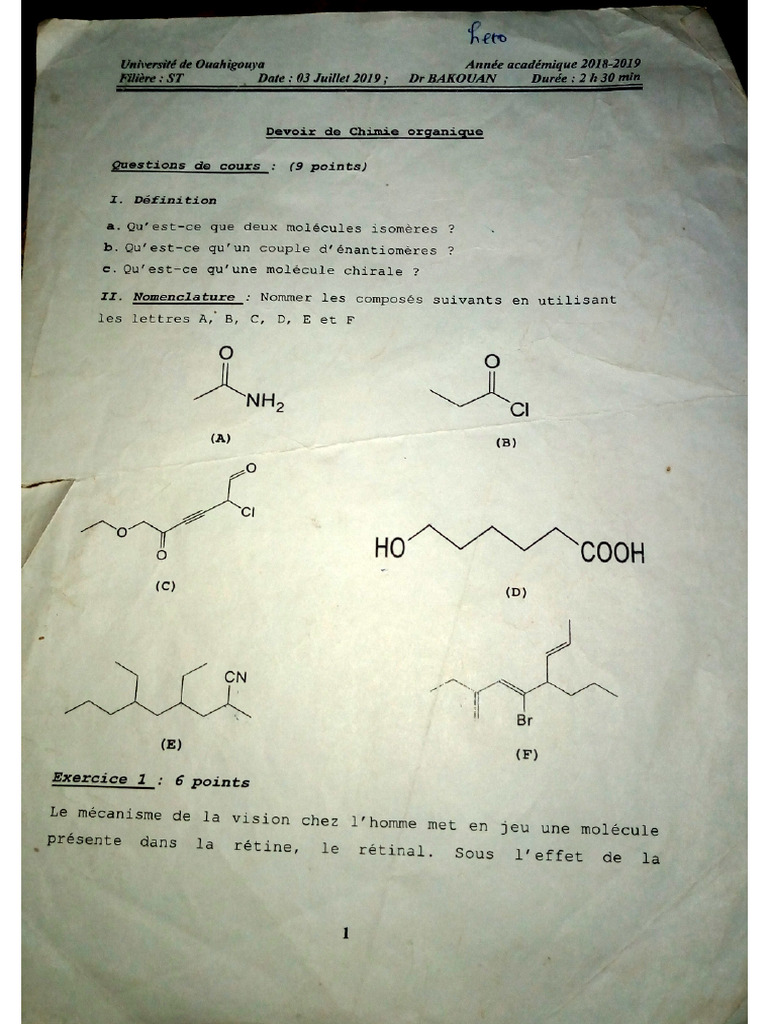 TD- CHIMIE ORGA | PDF