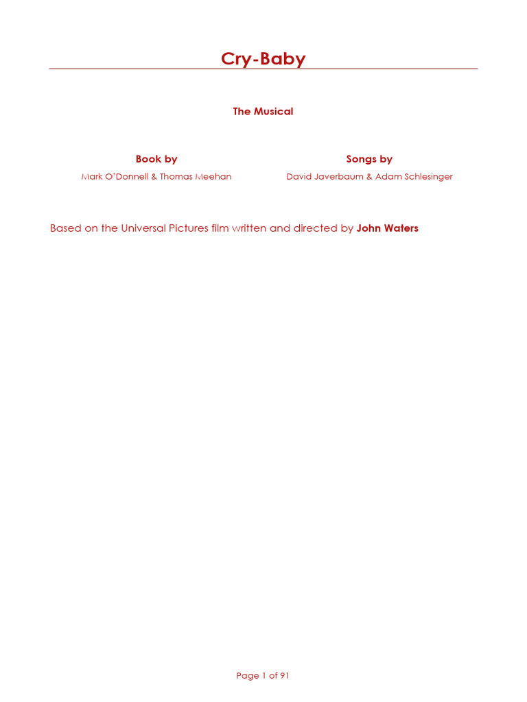 (Waters, John) Cry-Baby (The Musical) | PDF