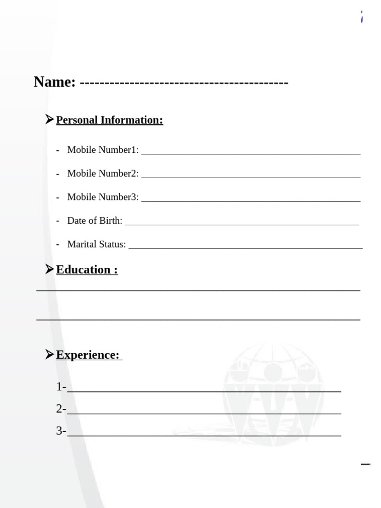 CV Form English | PDF