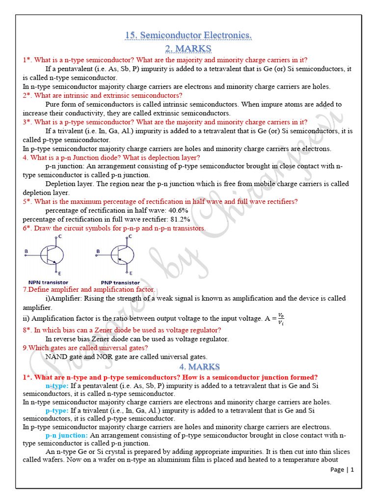 Semiconducter Electronics - 1 | PDF | P–N Junction | Rectifier