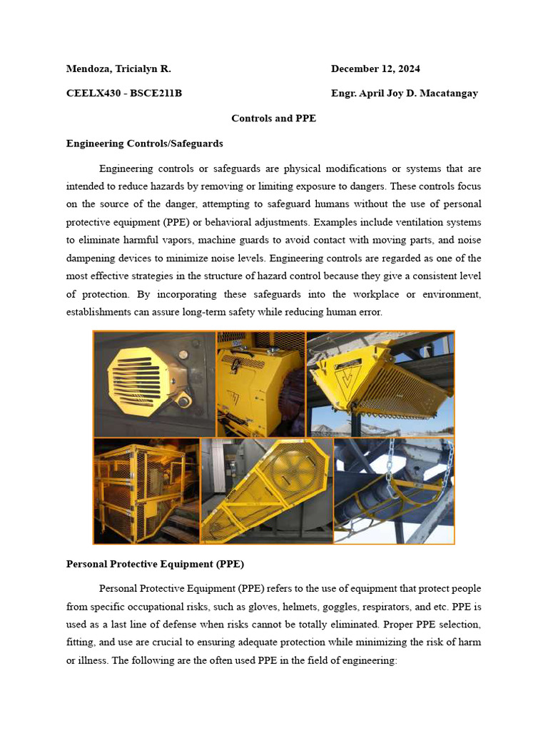 Controls and PPE Activity | PDF | Personal Protective Equipment ...