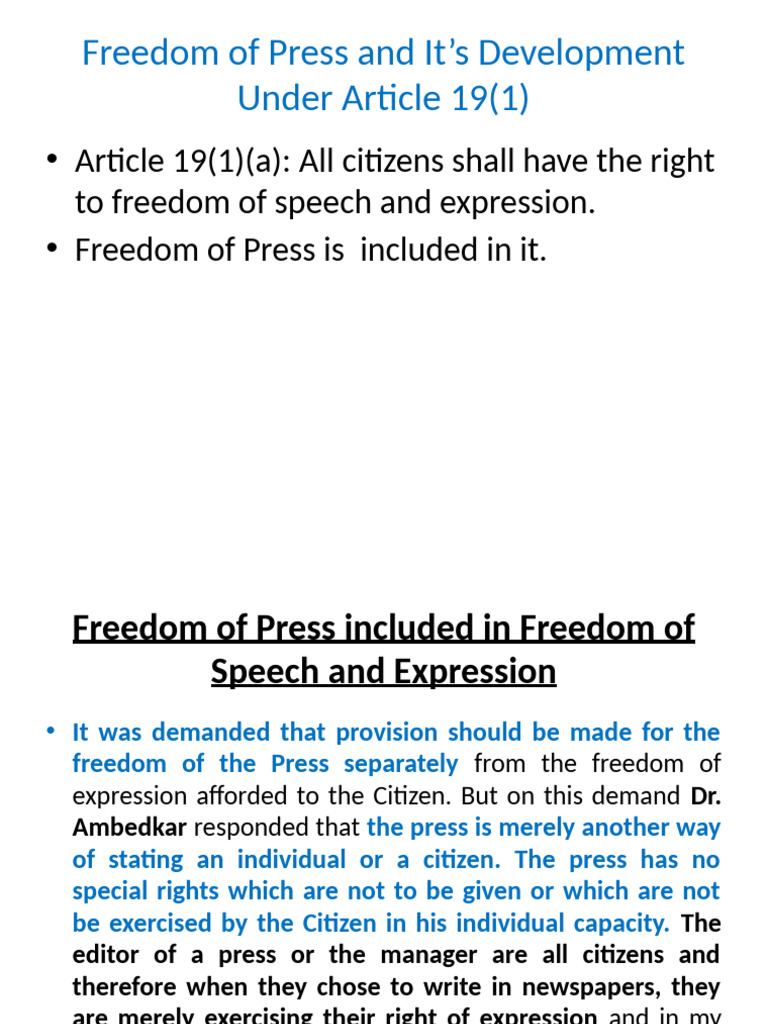 Freedom of Press Under Article 19(1)(a) | PDF | Freedom Of Speech | Justice