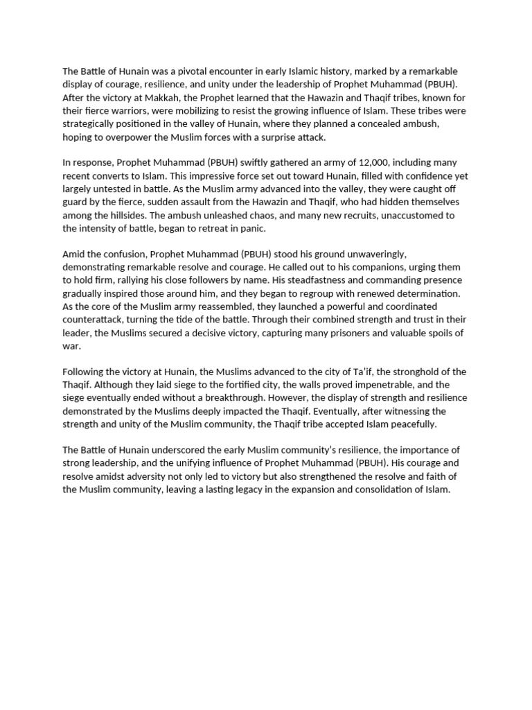 The Battle of Hunain: A Turning Point in Islam | PDF | Military ...