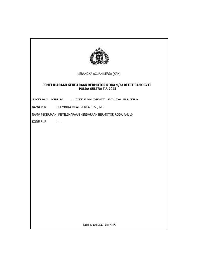 Kak Dan Speksifikasi Ranmor Dit Pamobvit | PDF