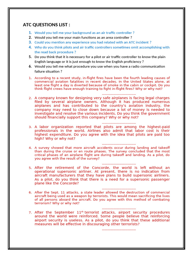 Questions 4 Pilots & ATCs | PDF | Aviation Accidents And Incidents ...