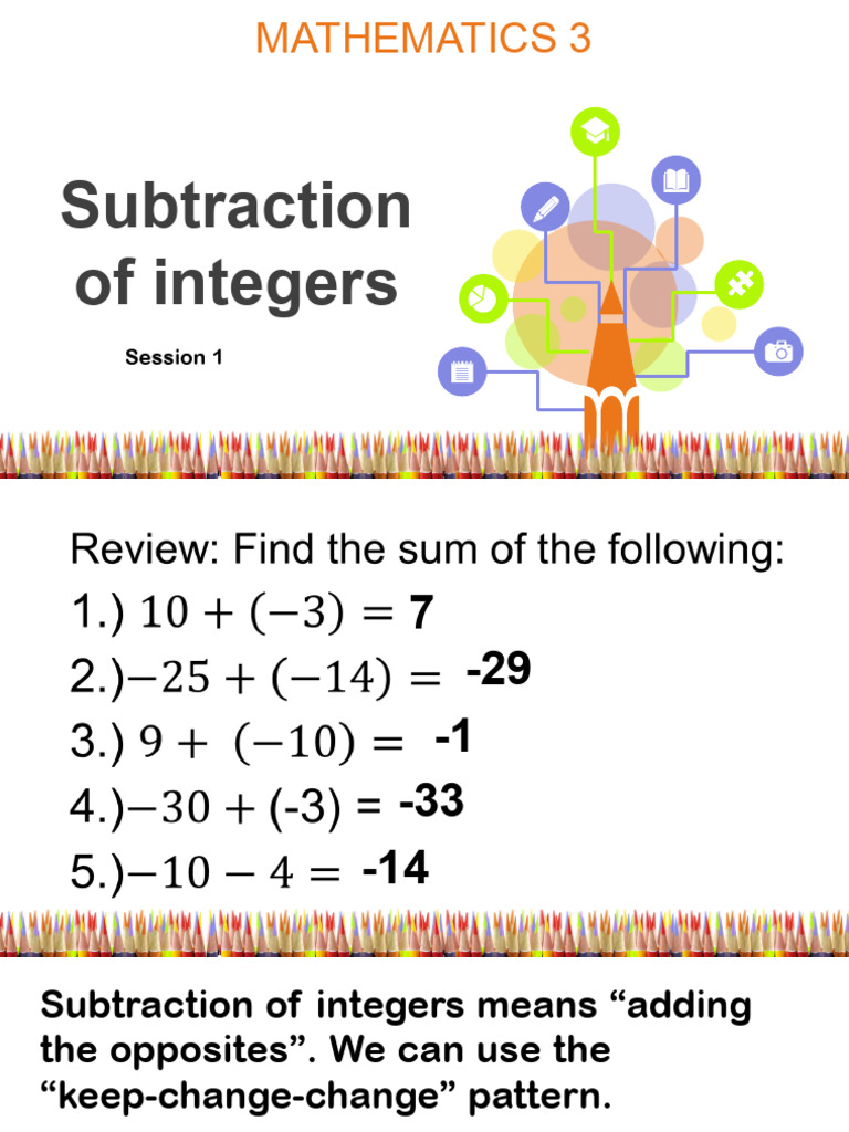 Subtraction and Properties of Integers | PDF | Subtraction | Algebra