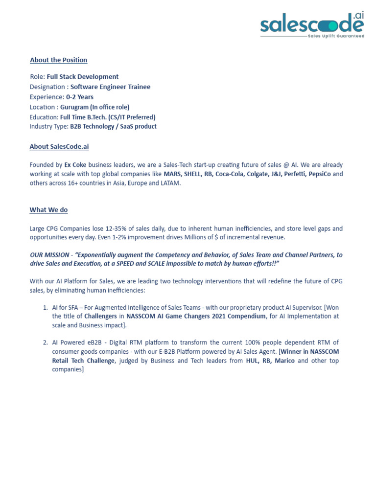 Full Stack Developer Trainee Role | PDF | Software | Cloud Computing