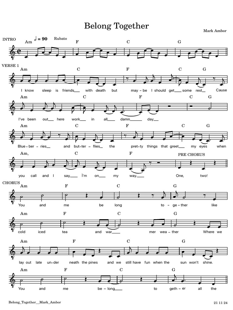Belong Together Mark Amborin Leadsheet | PDF