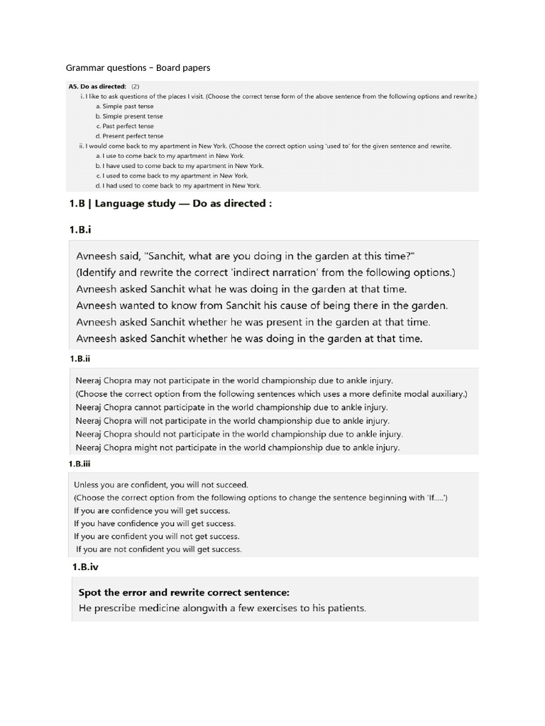 Grammar Questions | PDF