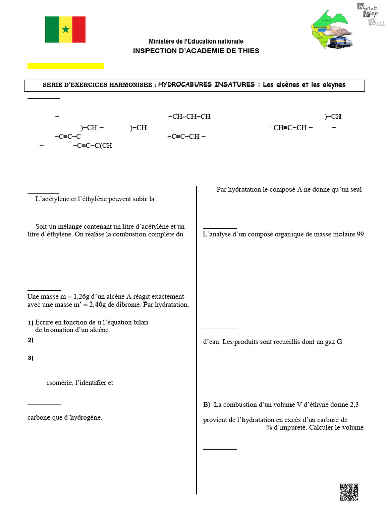 Exercices sur les Hydrocarbures Insaturés | PDF | Alcène | Polymère