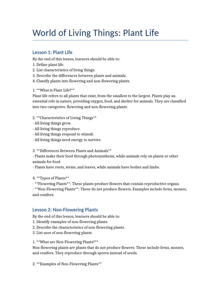 World of Living Things Plant Life Lessons | PDF | Leaf | Plants