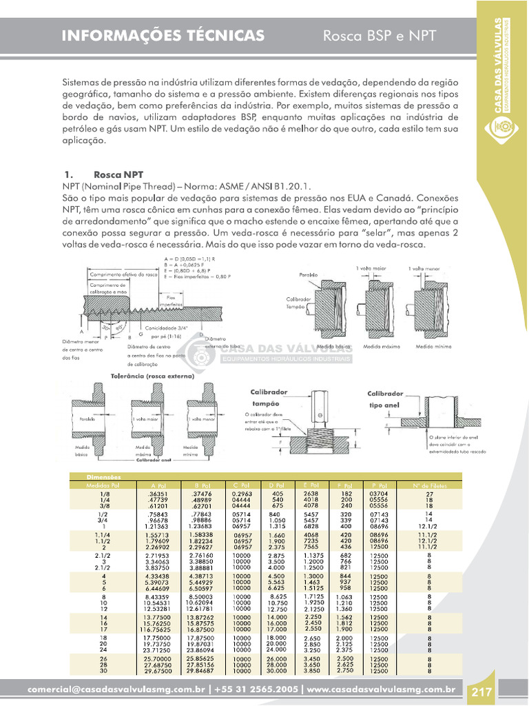Rosca-BSP_NPT_casadasvalvulasmg | PDF