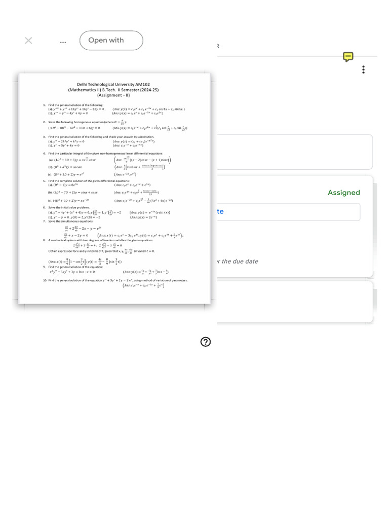 Differential Eqn Assignment | PDF